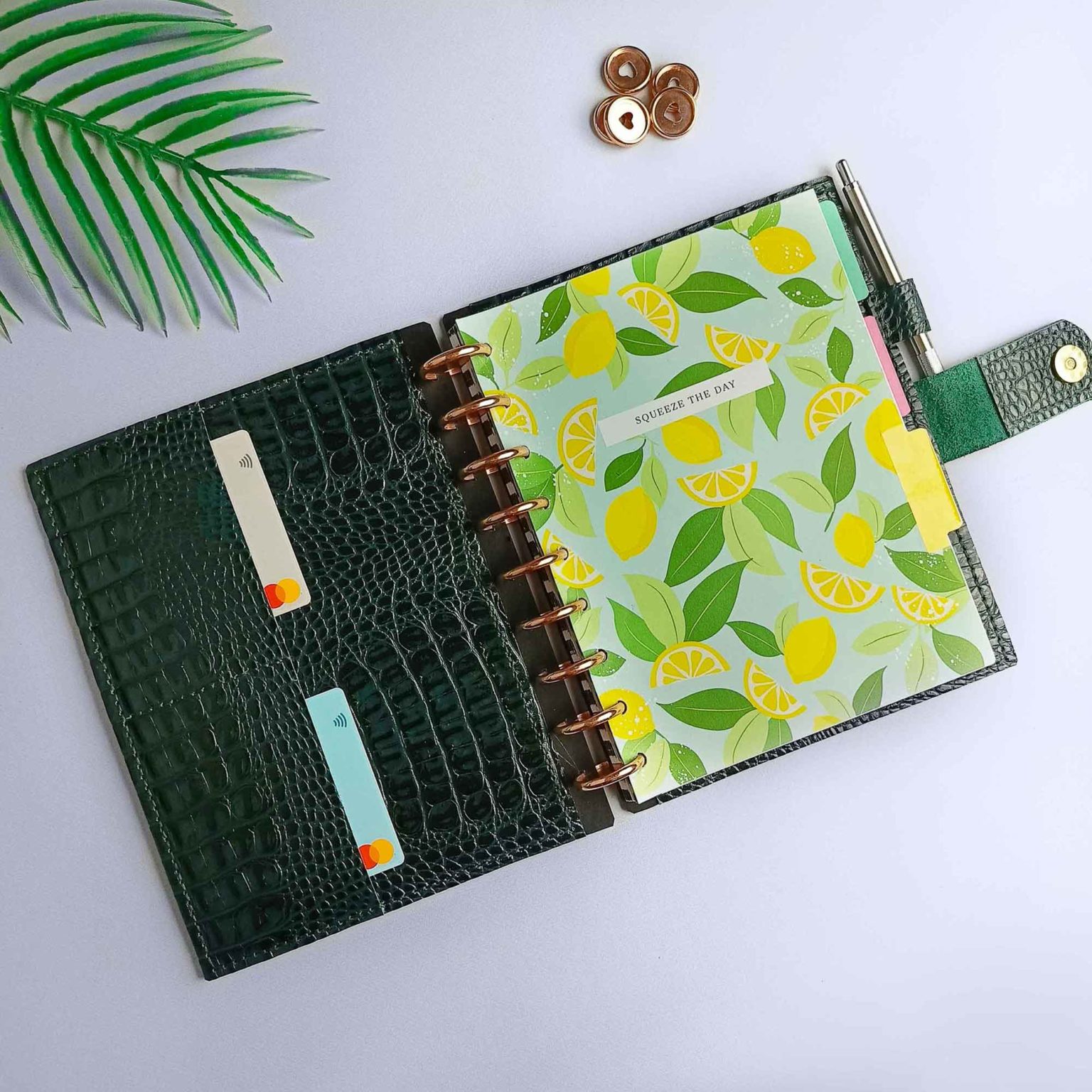 Leather croc discbound planner cover, happy planner cover