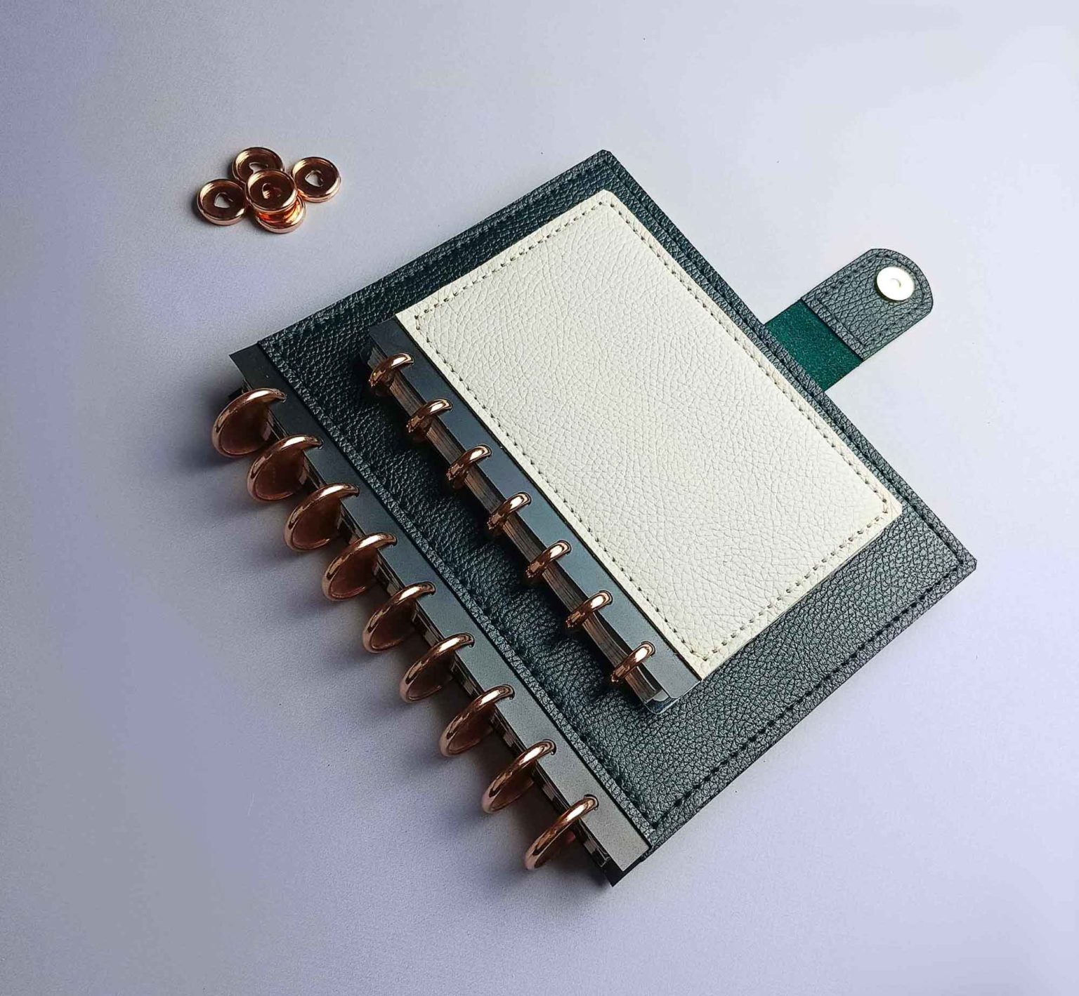 Leather planner cover set | green notebook cover